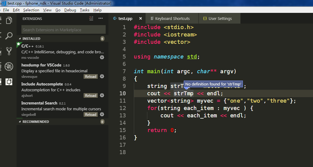 No definition for found ...，even the variable is definition in above ...