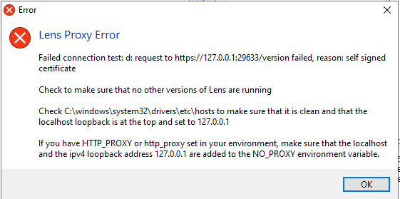 Lens Proxy Error when start Lens · Issue #7551 · lensapp/lens · GitHub