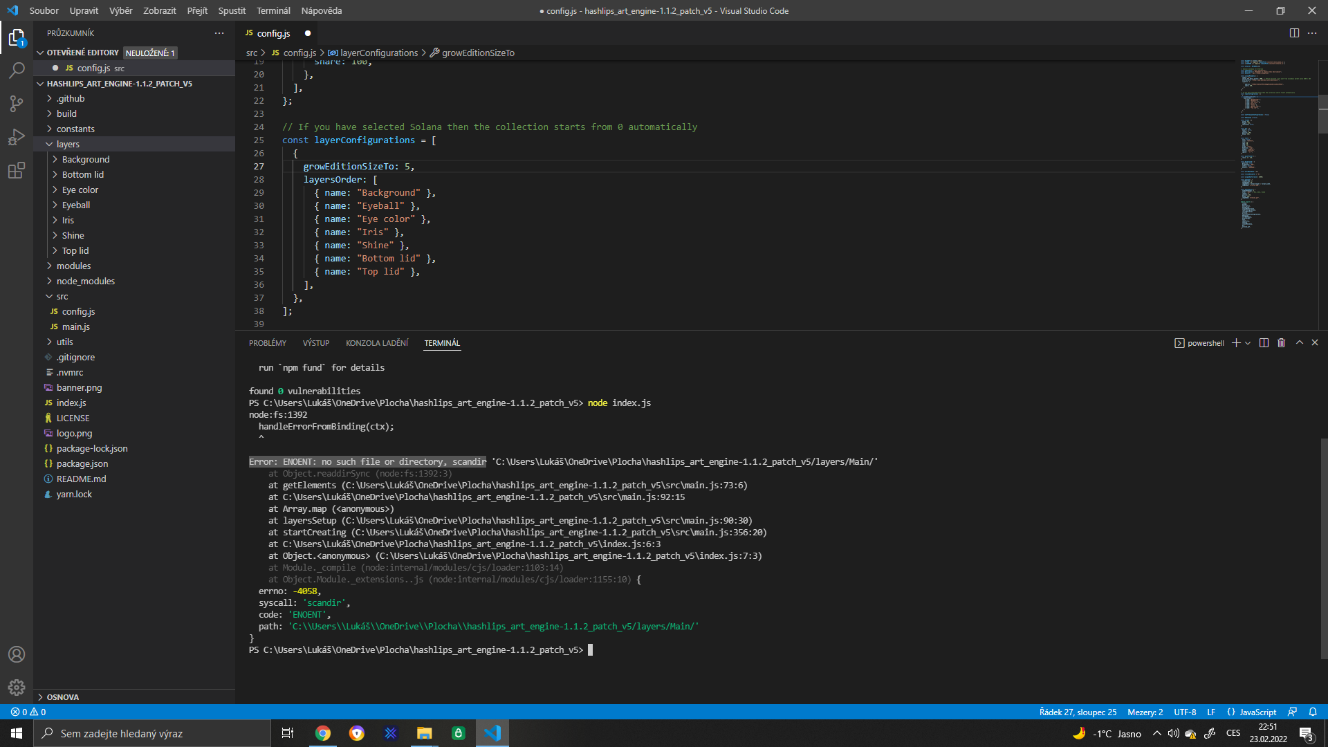 Error: ENOENT: no such file or directory, scandir · Issue #791 · HashLips/hashlips_art_engine ...