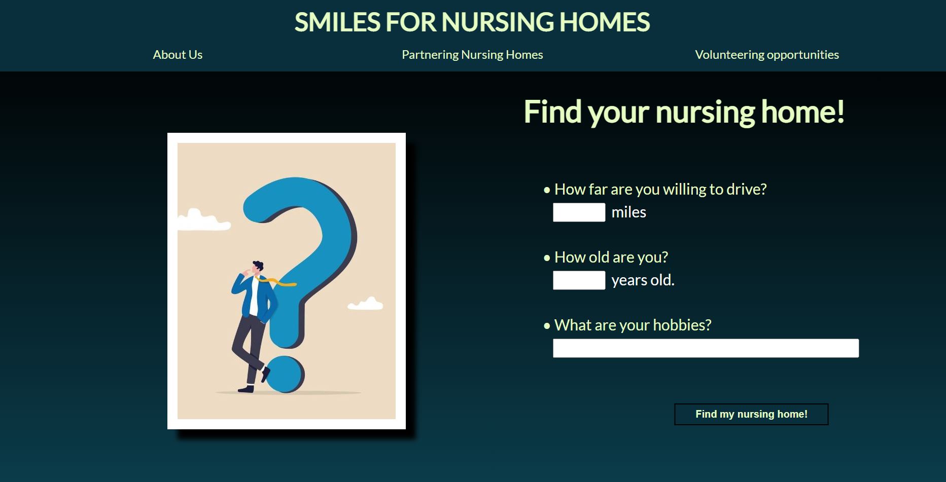 GitHub - Noctural123/Smiles-For-Nursing-Homes: Website created to help volunteers find a nursing ...
