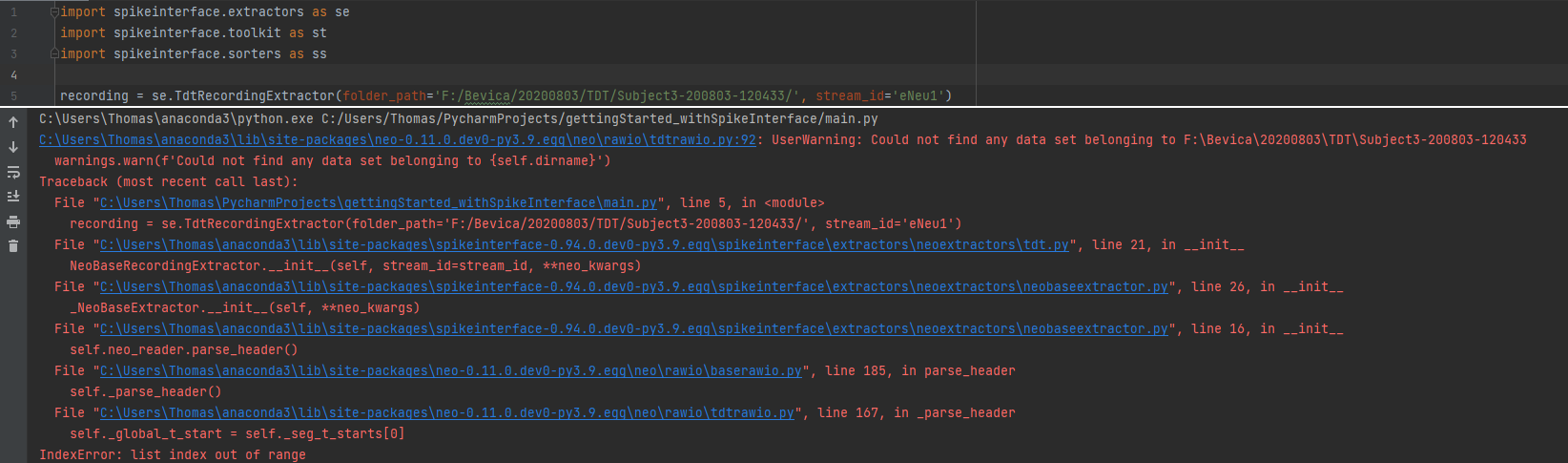 Reading raw TDT data · Issue #587 · SpikeInterface/spikeinterface · GitHub