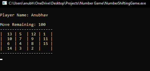 GitHub - Anubhav710/Number_Shifting_Game: My First project in C Number ...