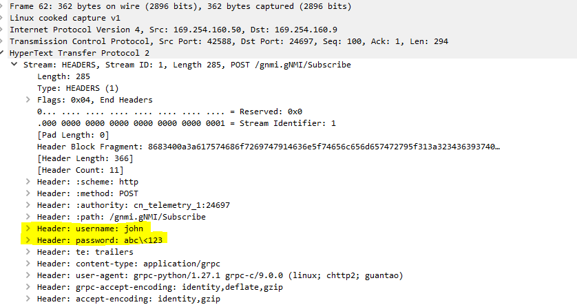 gRPC server not able to handle special characters in ASCII set in the password string without ...
