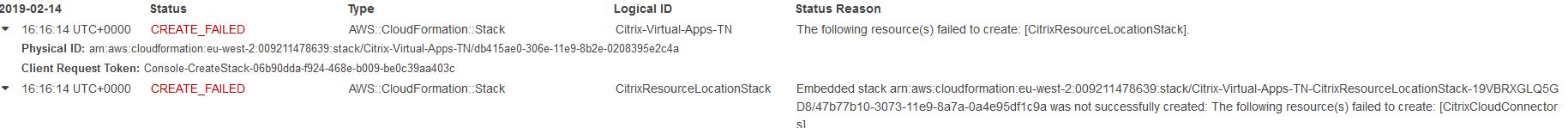 Failing to create AWS::CloudFormation::Stack VDA Embedded stack · Issue #1 · aws-quickstart ...