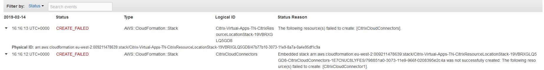 Failing to create AWS::CloudFormation::Stack VDA Embedded stack · Issue #1 · aws-quickstart ...
