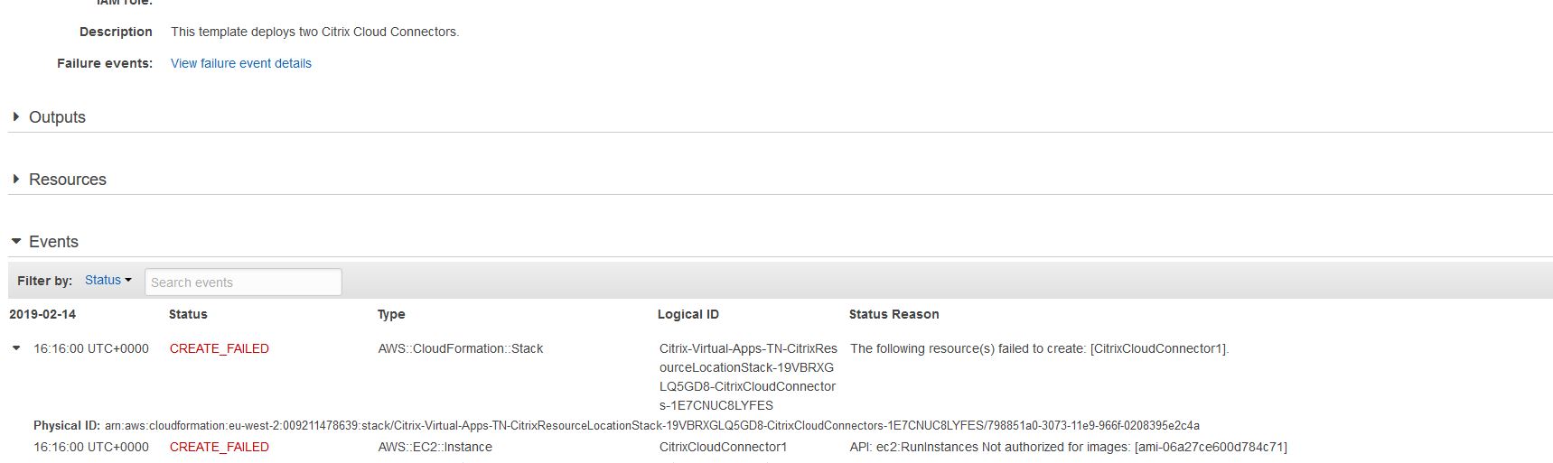 Failing to create AWS::CloudFormation::Stack VDA Embedded stack · Issue #1 · aws-quickstart ...