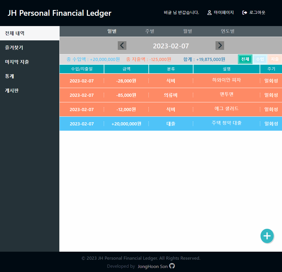GitHub - JongHoonSon/JH-personal-financial-ledger-v2.0: 사용자가 자신의 수입/지출 ...
