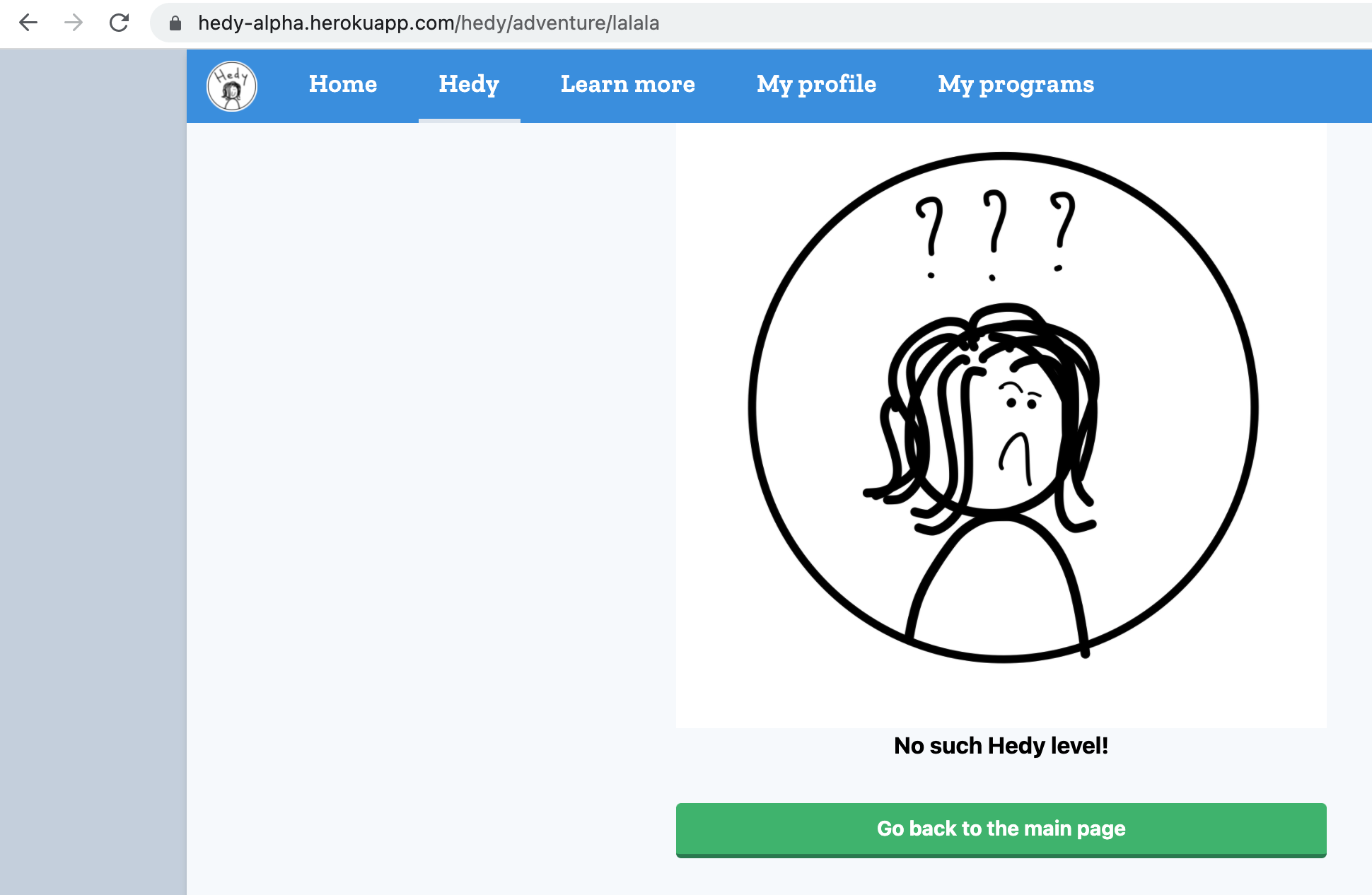 No 404 given when /hedy/ is not present in the url · Issue #1103 · hedyorg/hedy · GitHub