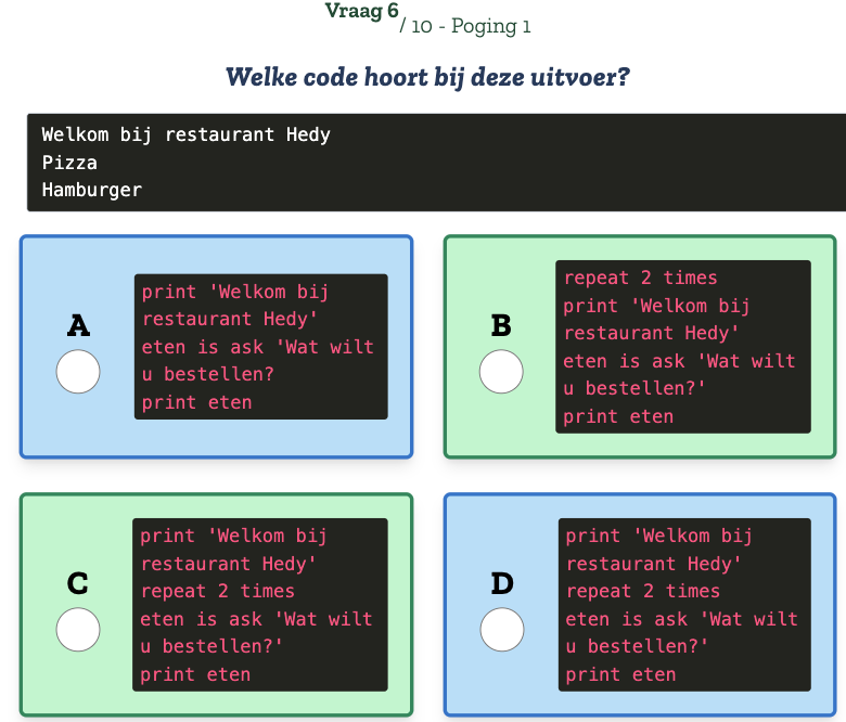 Use Syntax highlighting in quiz code · Issue #1290 · hedyorg/hedy · GitHub