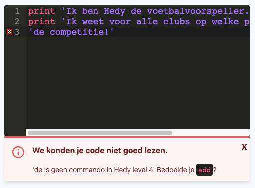 [BUG] Only give feasible keyword suggestions · Issue #1489 · hedyorg/hedy · GitHub