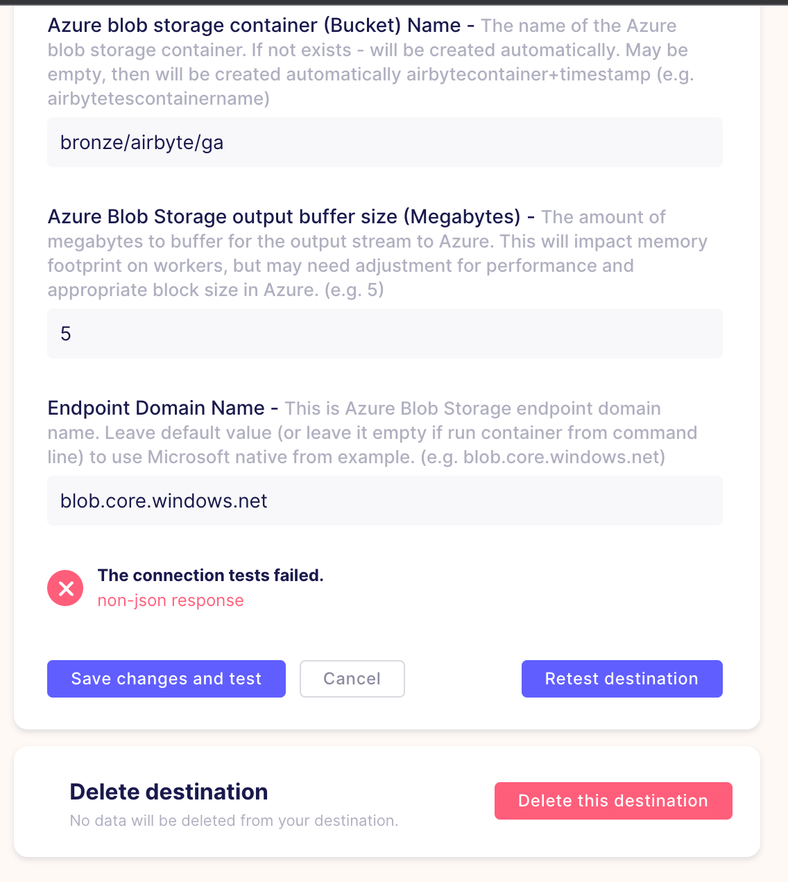 Destination Azure Blob Storage: failing with container already exists · Issue #14662 · airbytehq ...