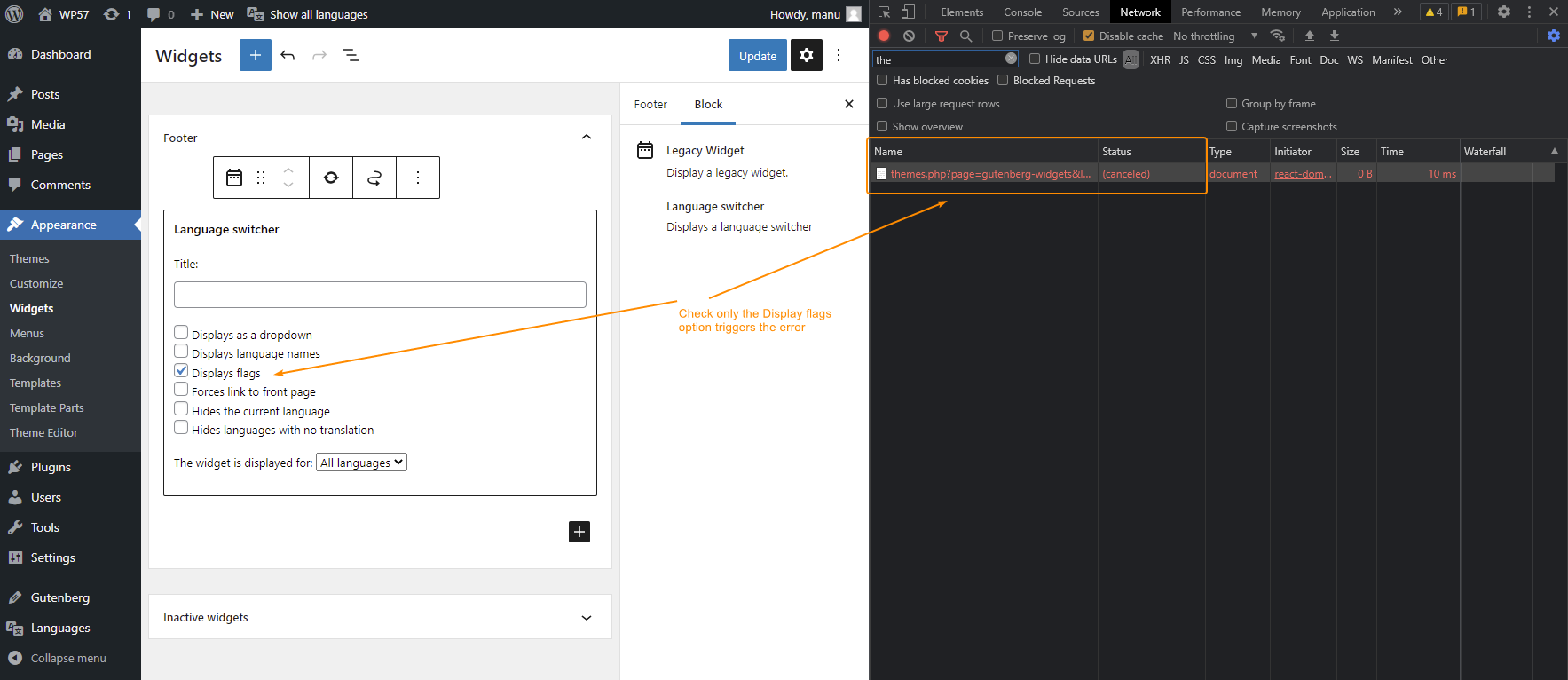 Legacy widget preview iframe request is sometime cancelled by the browser · Issue #32523 ...