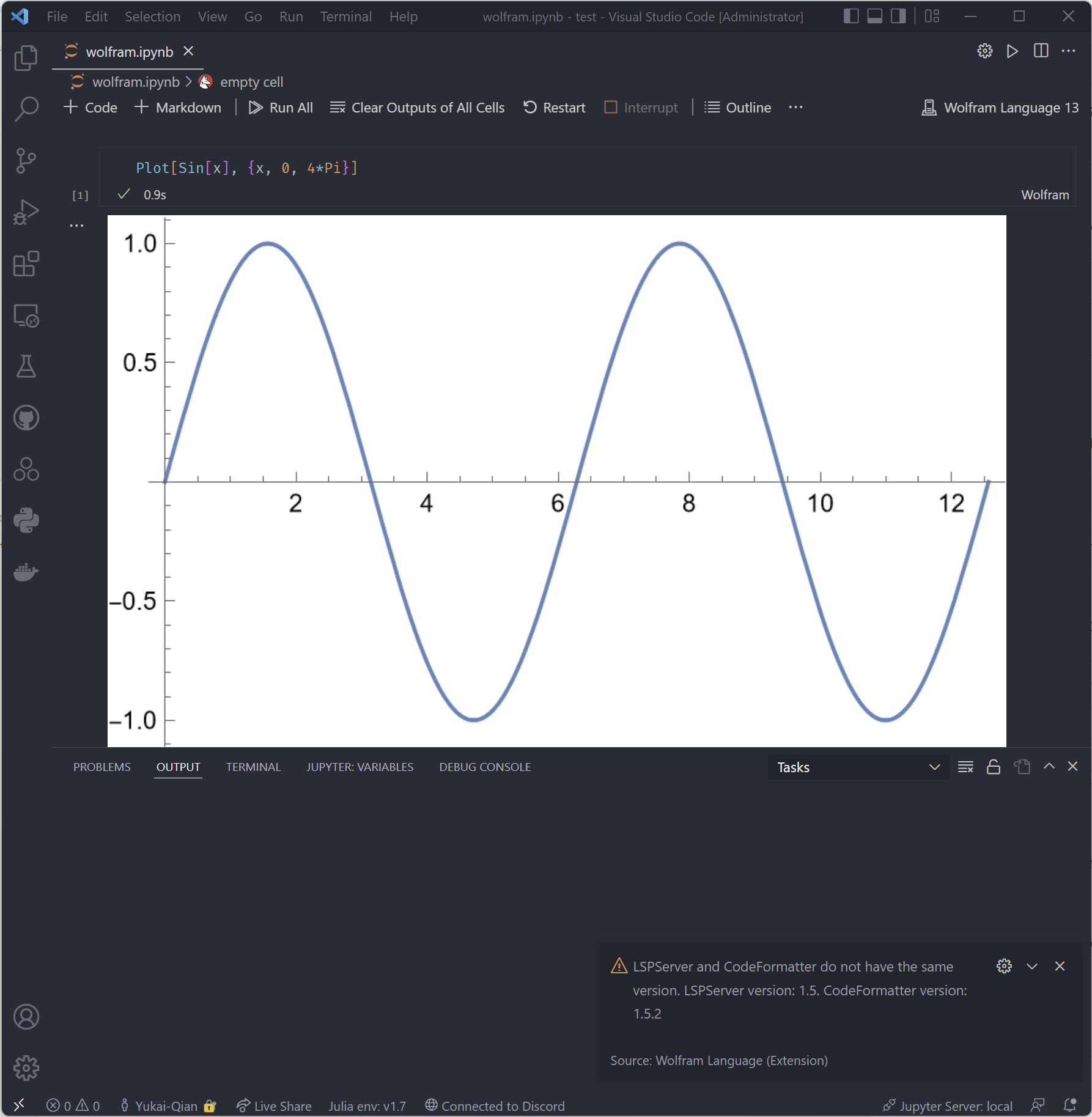 When I use the newest versions of both CodeFormatter and LSPServer, the extension gives warning ...