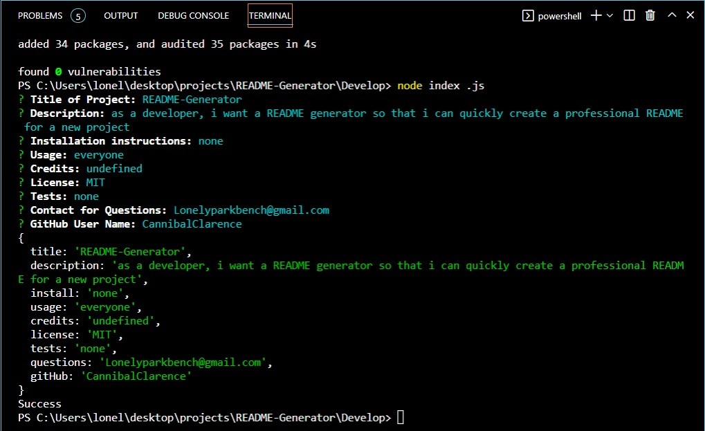 GitHub - CannibalClarence/README-Generator