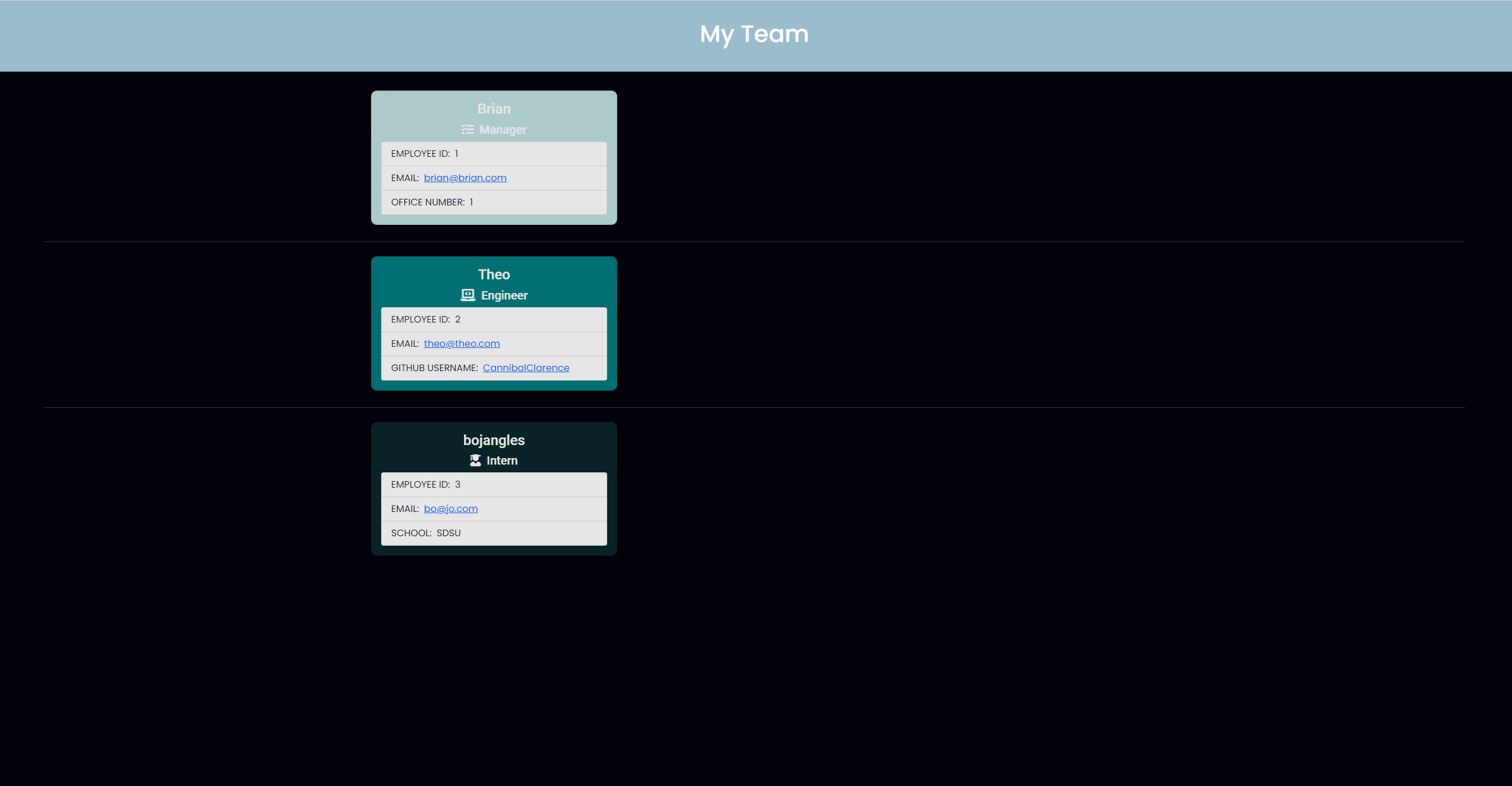 GitHub - CannibalClarence/team-profile-generator