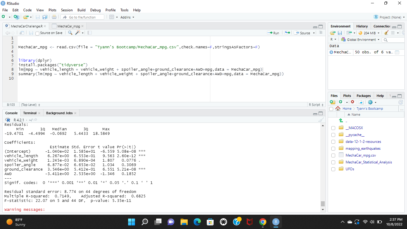 GitHub - plymburner/MechaCar_Statistical_Analysis