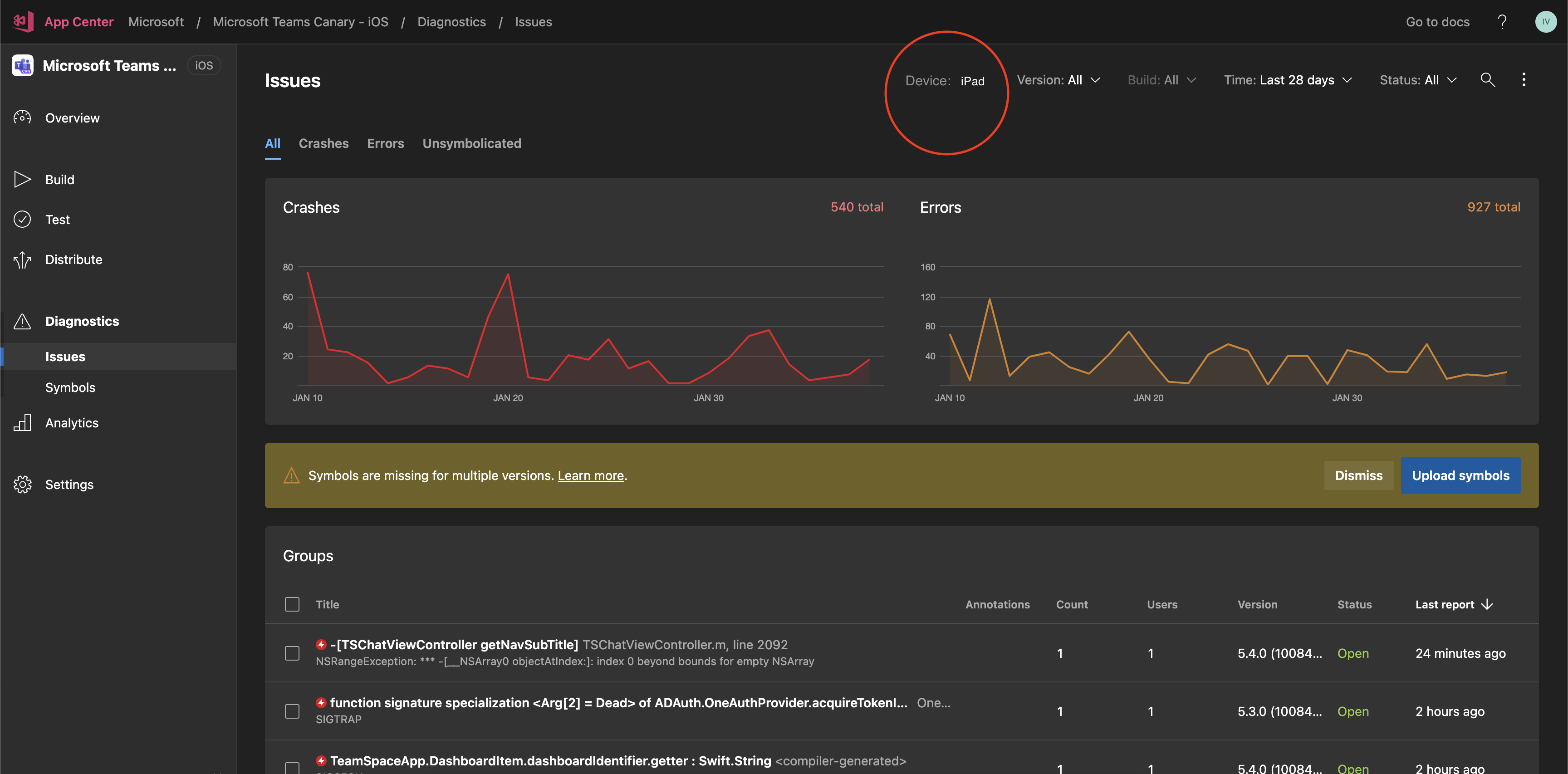Ability to filter crashes by device type (iPad vs iPhone) · Issue #2516 · microsoft/appcenter ...