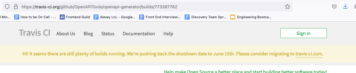 [REQ] Migrate to travis-ci.com before June 15 · Issue #9712 · OpenAPITools/openapi-generator ...