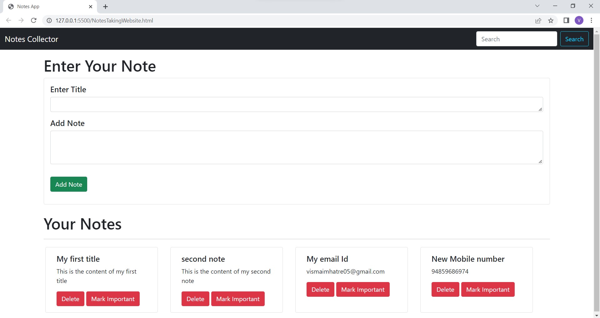 GitHub - Vismai05/Notes-Collector: A website where you can add your notes
