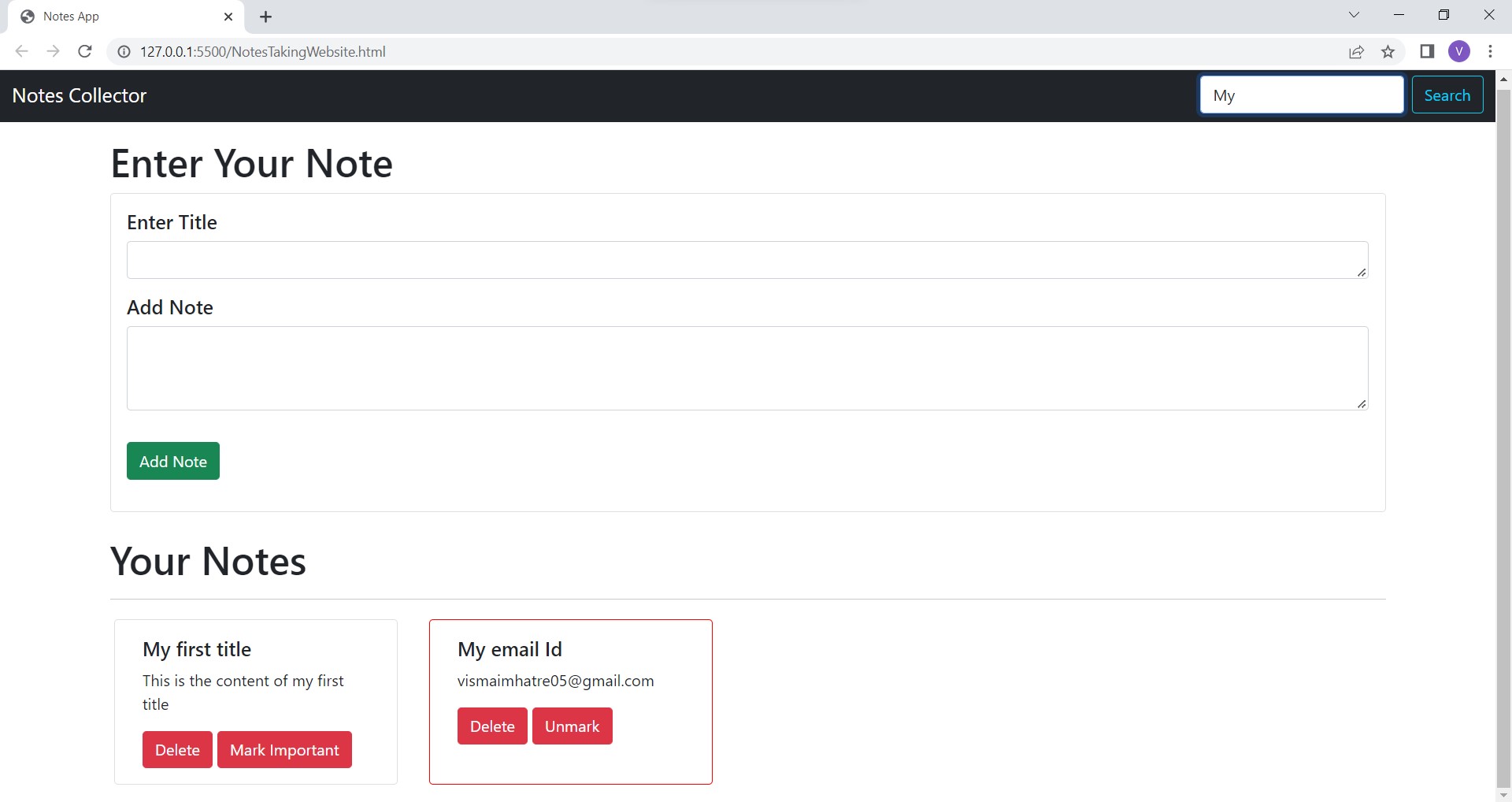 GitHub - Vismai05/Notes-Collector: A website where you can add your notes