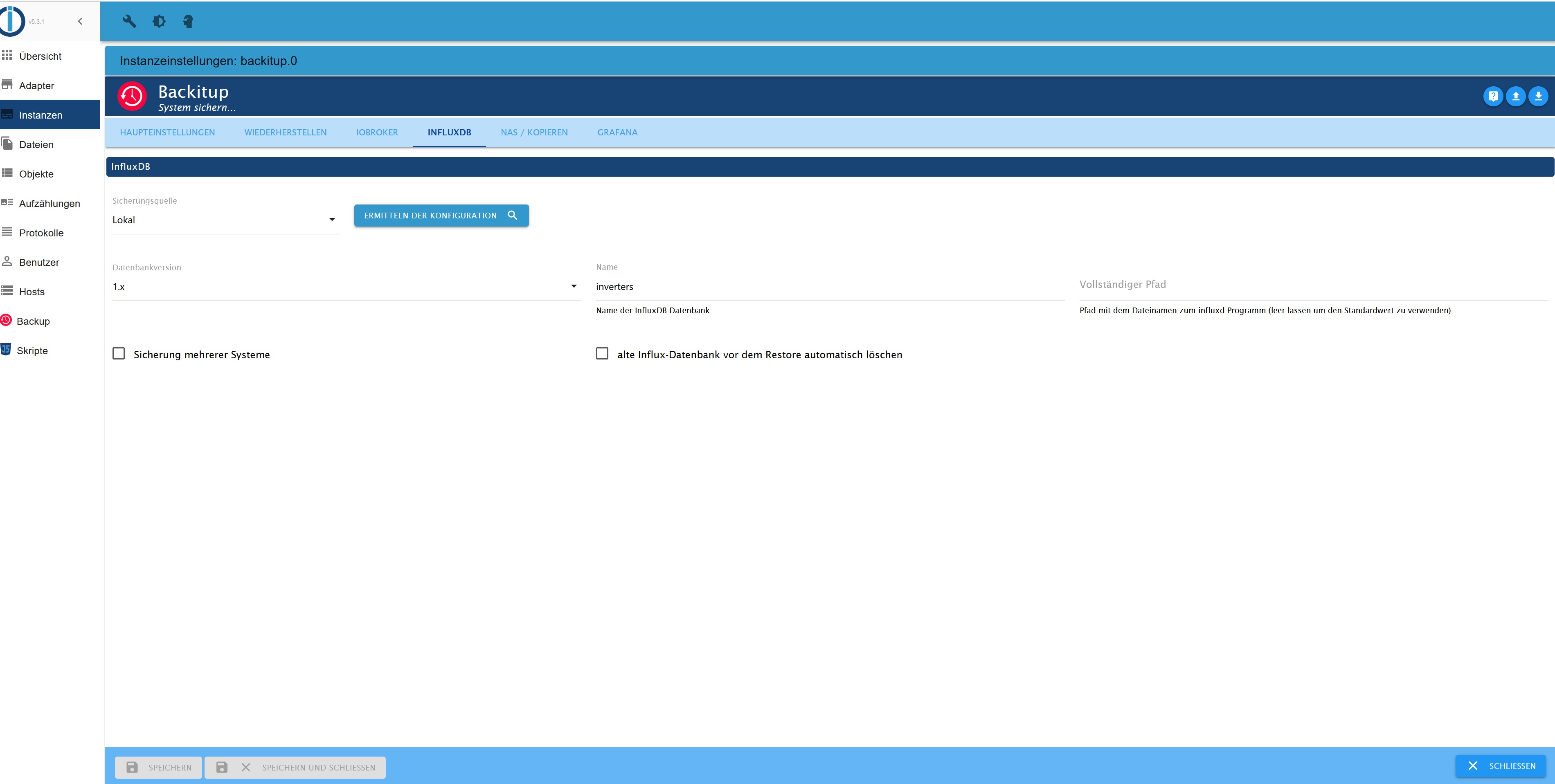 Error: Influxdb backup · Issue #630 · simatec/ioBroker.backitup · GitHub