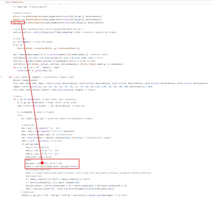 Code: The kptv_loss of v7-pose, is this right? · Issue #1789 · WongKinYiu/yolov7 · GitHub