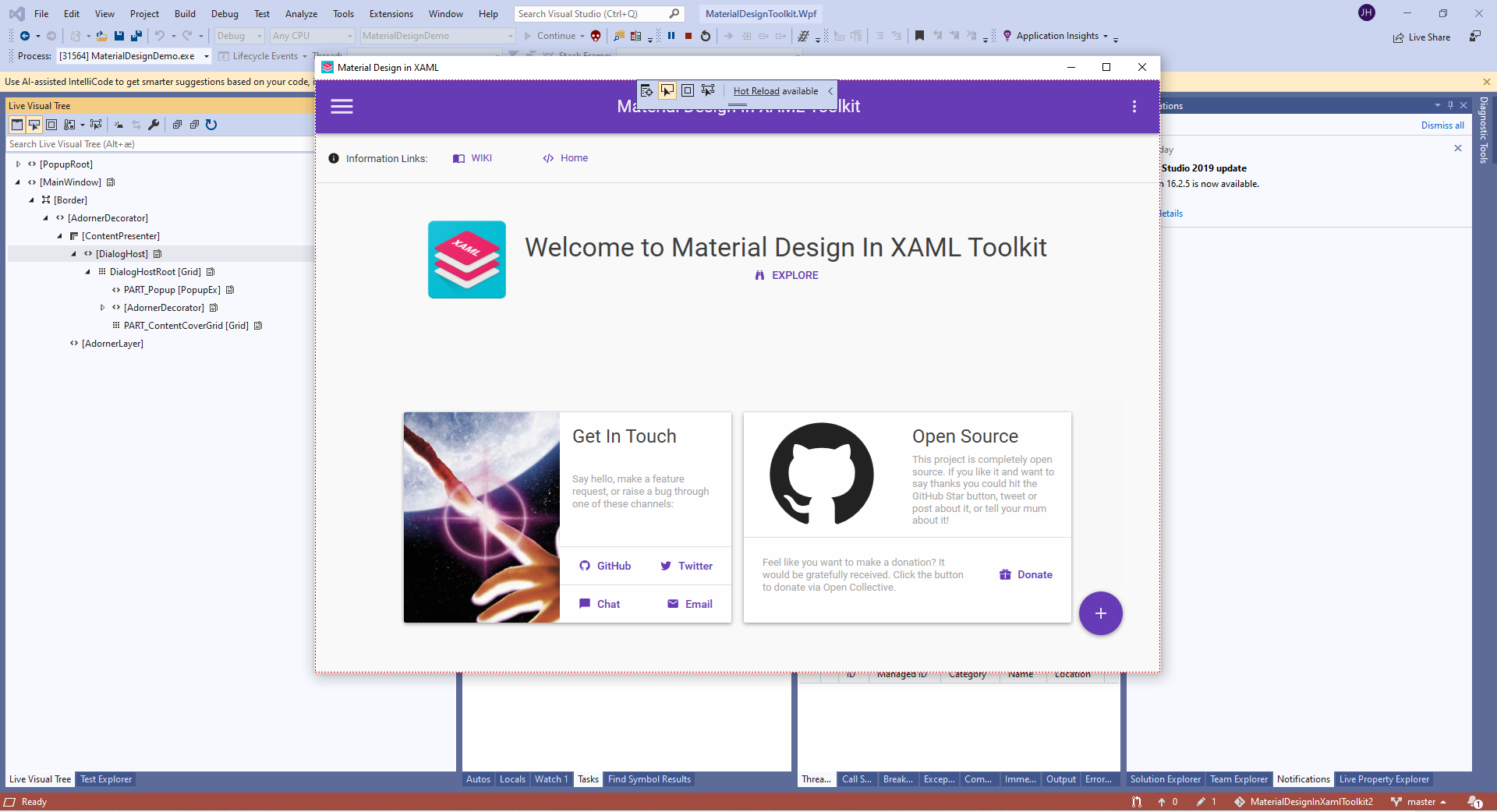 VS Live Visual Tree stuck at DialogHost (re-regression) · Issue #1412 ...