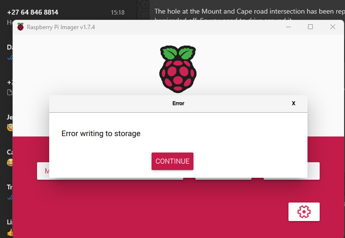 Error Writing To Storage On Rpi Imager V1 7 4 [solved] · Issue 570 · Raspberrypi Rpi Imager