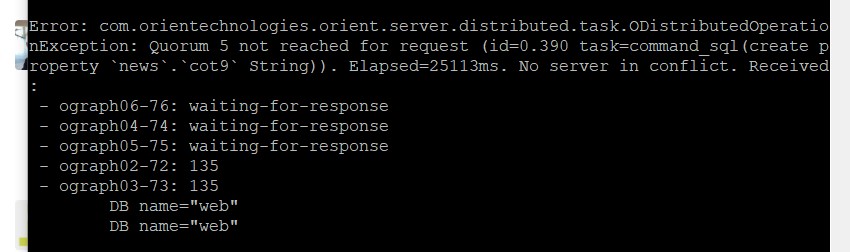 Error "com.orientechnologies.orient.server.distributed.task.ODistributedOperationException ...