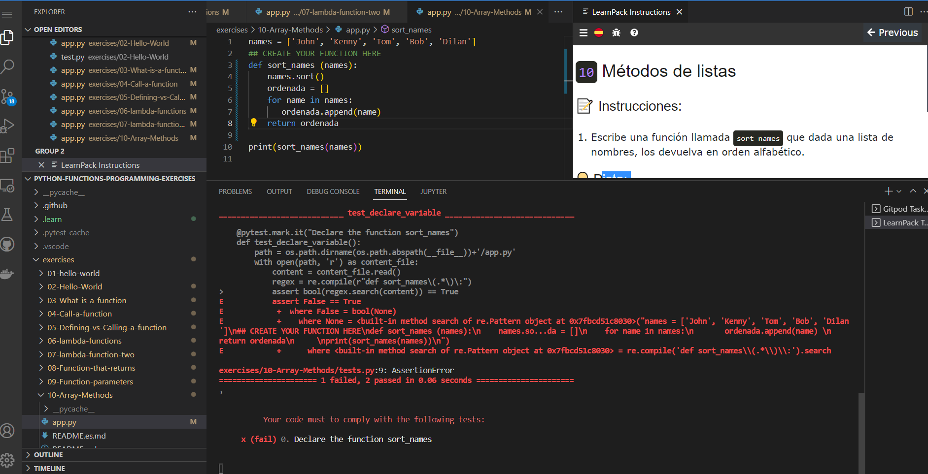 Excercise Bug 10 Array Methods · Issue 1016 · Learnpacklearnpack · Github