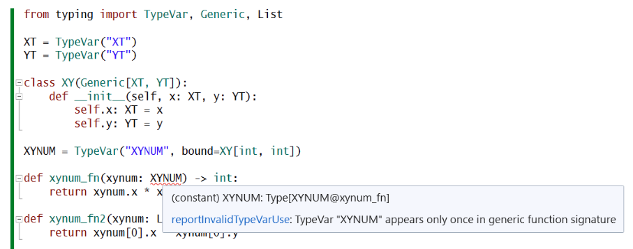 Intellisense/Python reports a meaningless error, only to highlight lack of user's understanding ...