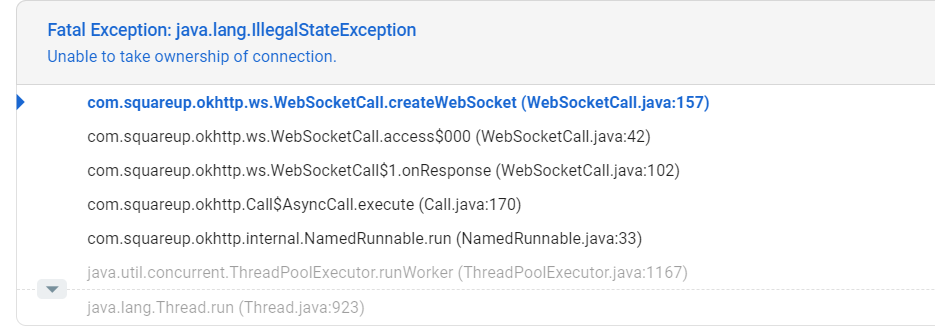 Fatal Exception: java.lang.IllegalStateException: Unable to take ownership of connection · Issue ...