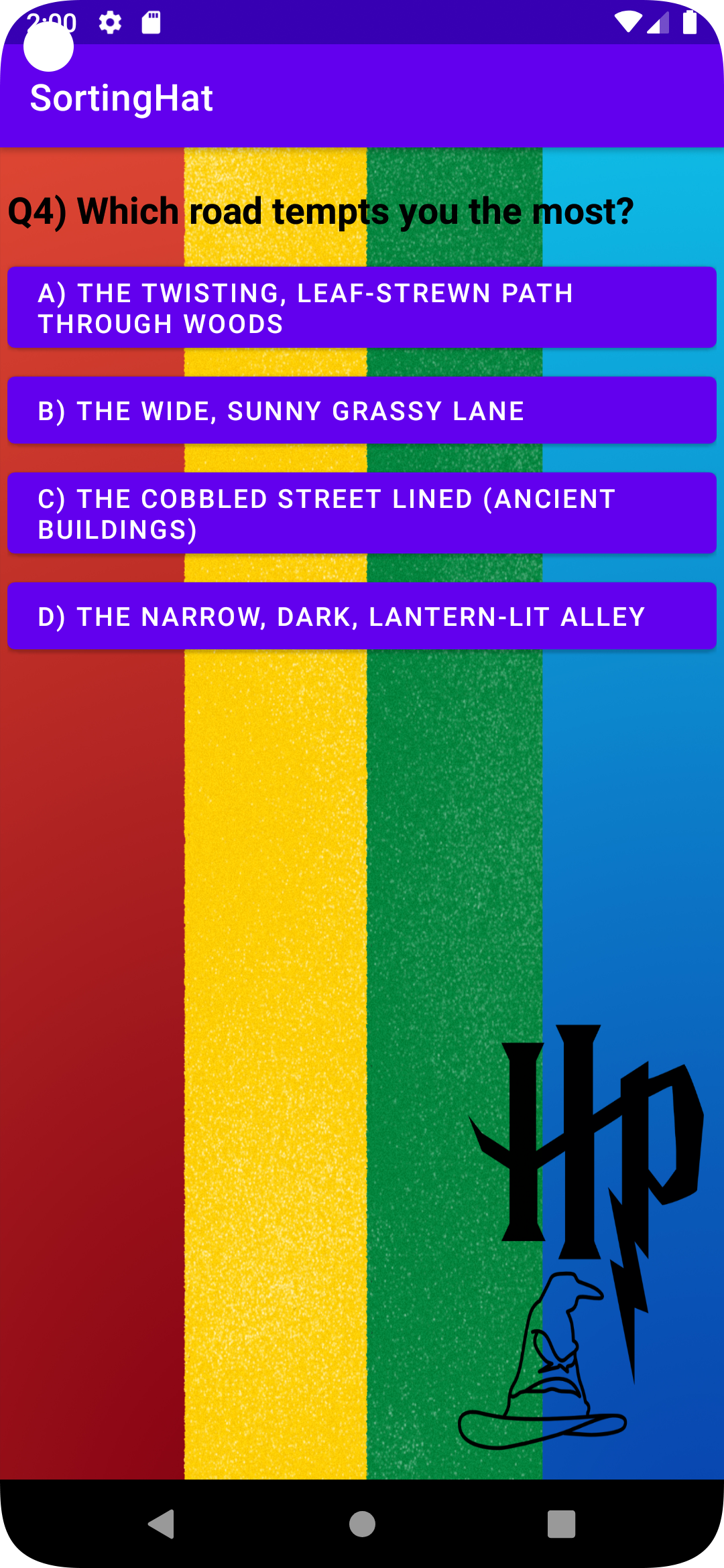 GitHub - Paniz-Peiravani/Sorting-Hat-Quiz-App: A quiz app developed in Java using Android Studio ...