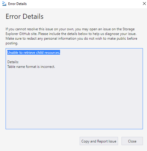 Unable to retrieve child resources. · Issue #3576 · microsoft/AzureStorageExplorer · GitHub