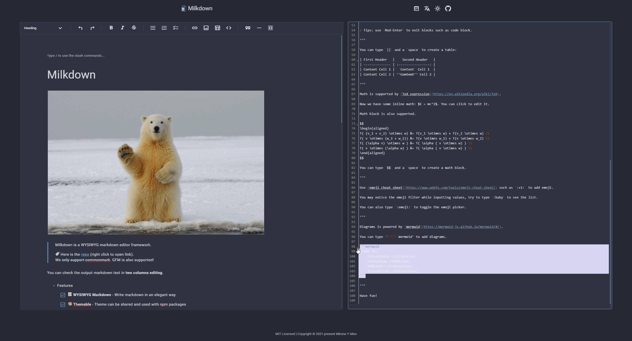 Mermaid diagram in front of the document not recognized as such [Bug] · Issue #237 · Milkdown ...