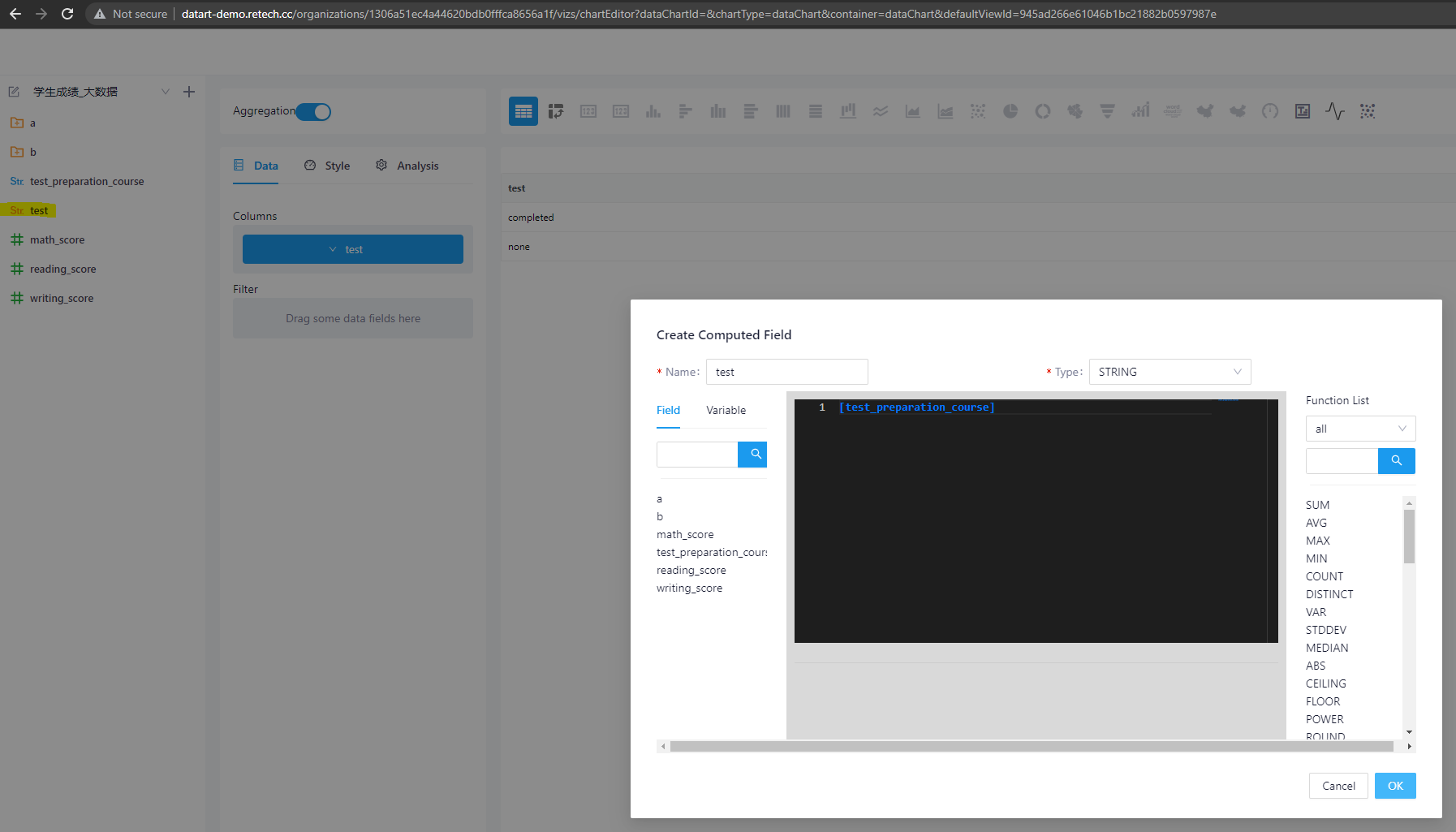 Runtime error after adding computed column as filter when creating analysis · Issue #1371 ...