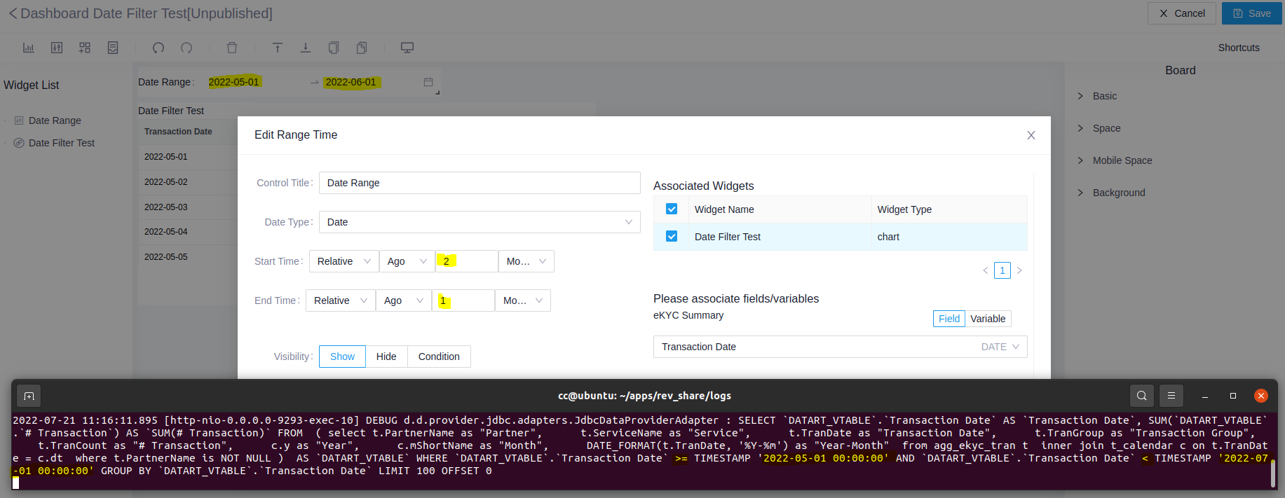 Clarifications: Dashboard date filter · Issue #1247 · running-elephant/datart · GitHub