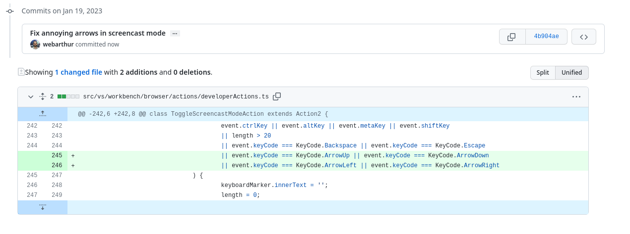 in screencast mode filter arrow key press · Issue #103310 · microsoft ...