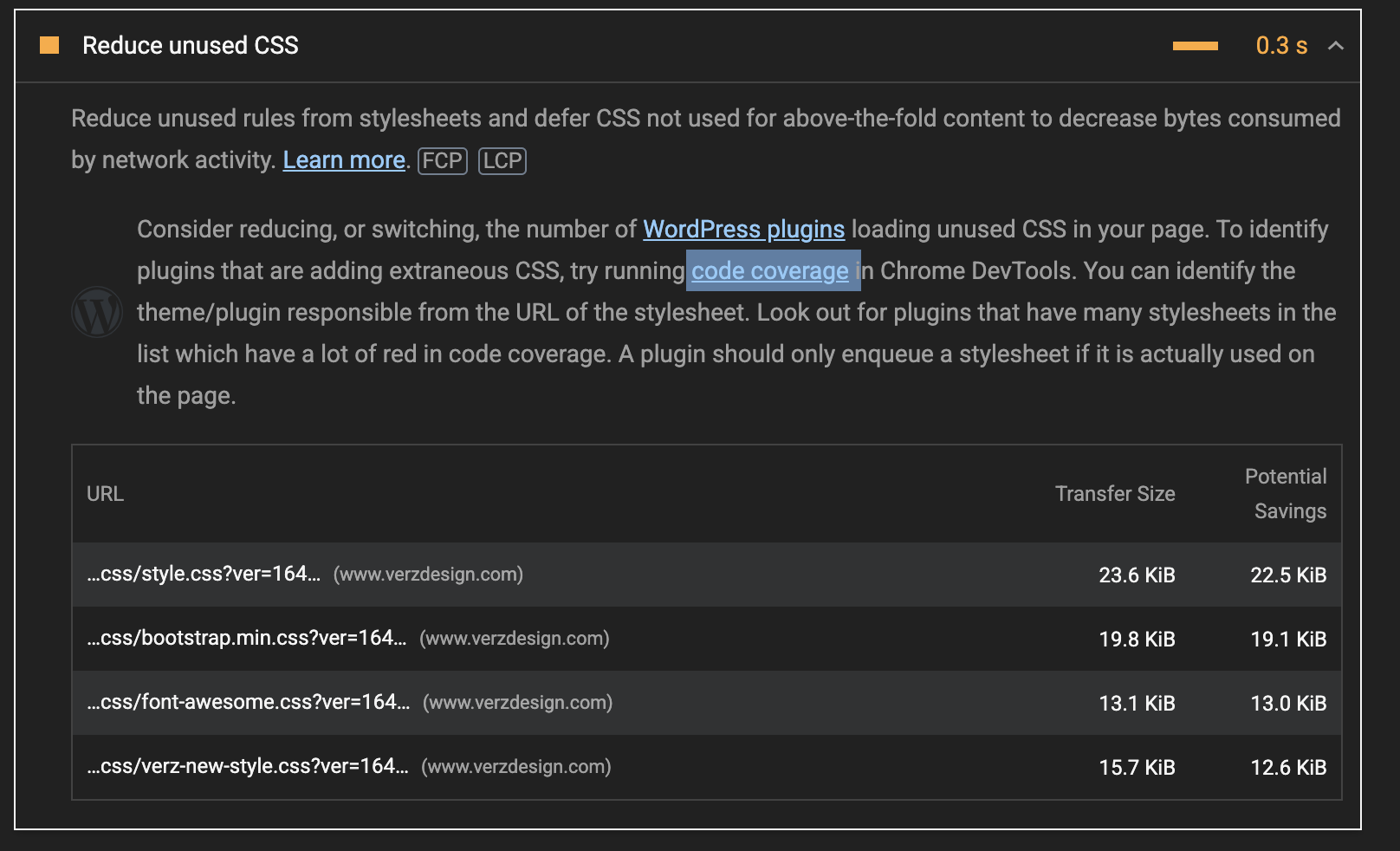 Broken link on wordpress-specific "Unused CSS" report · Issue #13609 · GoogleChrome/lighthouse ...