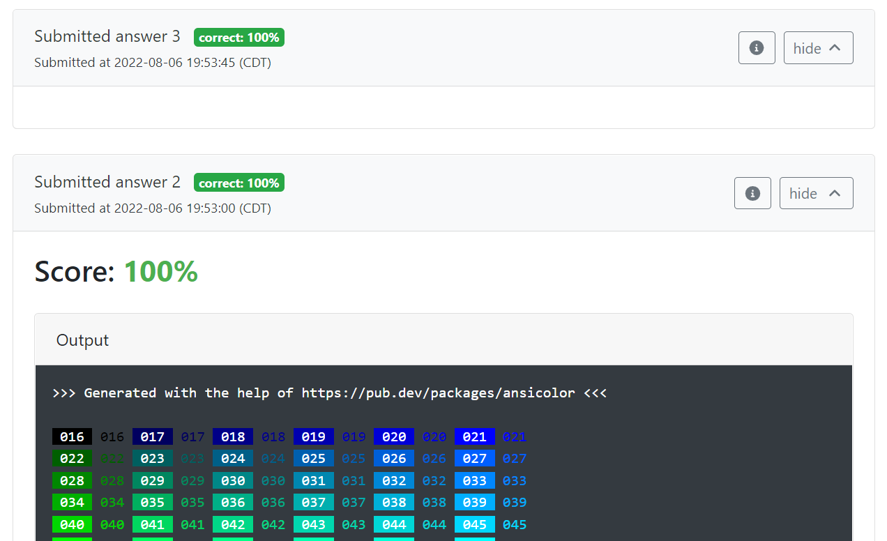 ansiOutput question is no longer working · Issue #6116 · PrairieLearn/PrairieLearn · GitHub