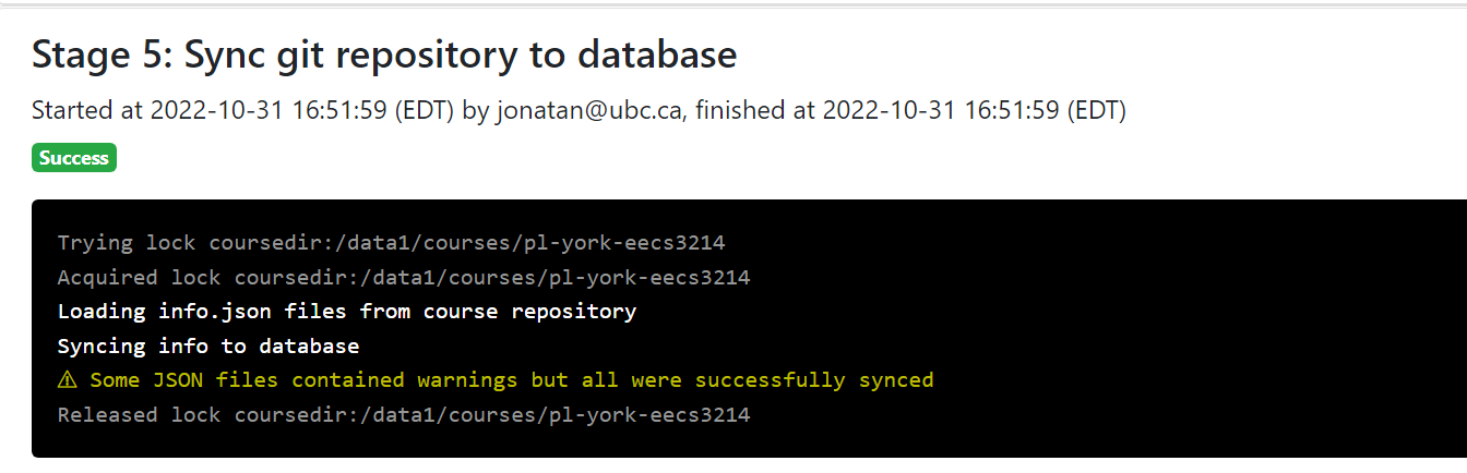 Sync warnings are not listed during sync process · Issue #6546 · PrairieLearn/PrairieLearn · GitHub
