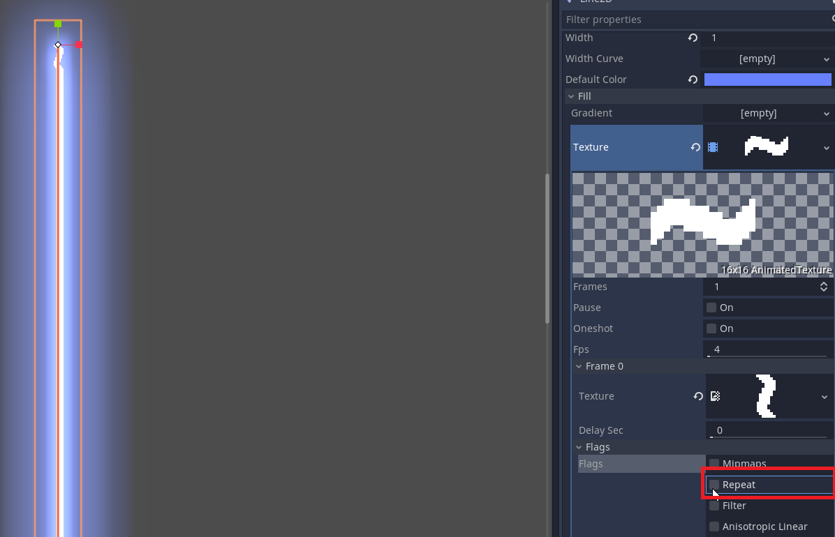 Can not select Texture Flags for Line2D (fixed in `master` as flags are now in materials/shaders ...