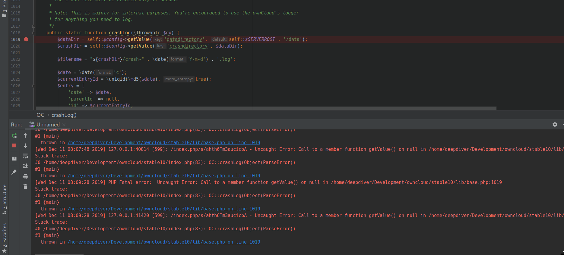 crash log is crashing ... · Issue #36570 · owncloud/core · GitHub