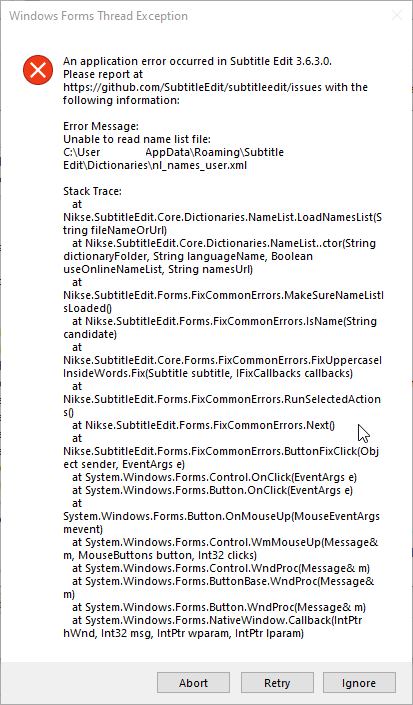 Error When Using Fix Common Errors · Issue 5801 · Subtitleeditsubtitleedit · Github 5249