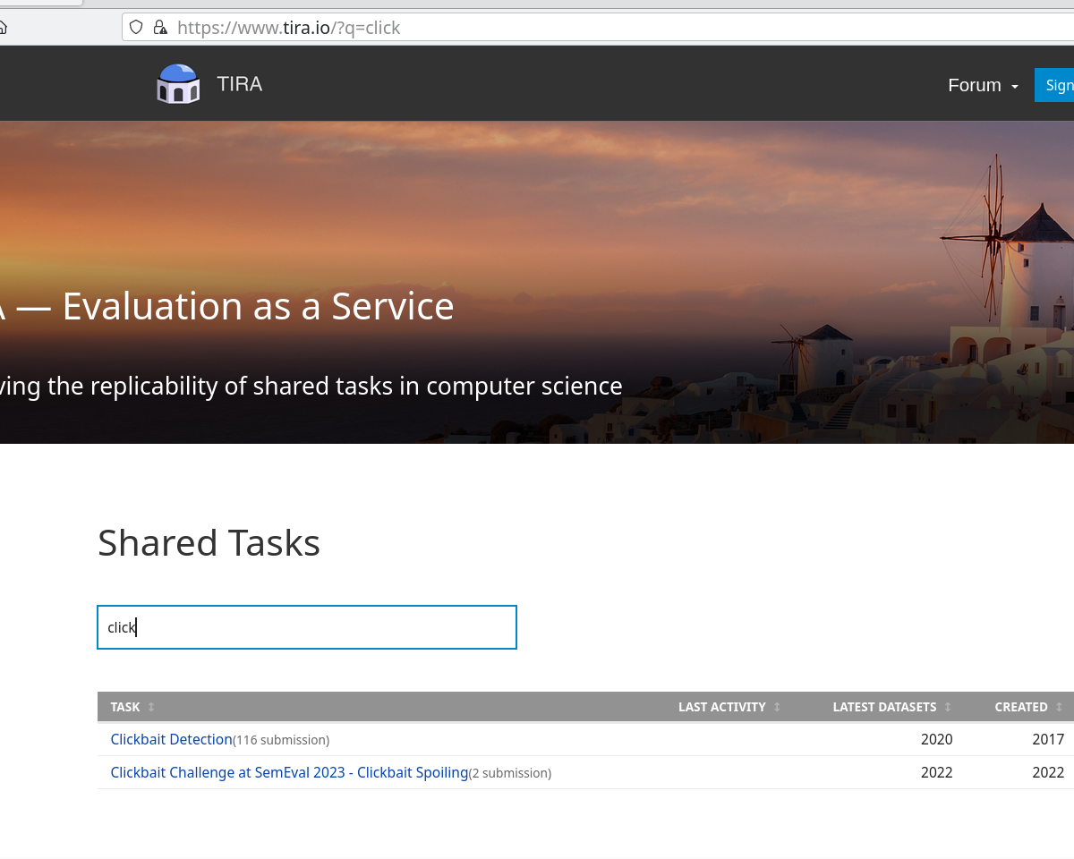 Filtering the list of tasks breaks when the page is reloaded · Issue #269 · tira-io/tira · GitHub