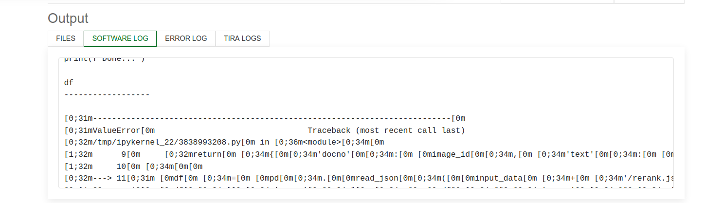 Improve Visualization of Logs · Issue #306 · tira-io/tira · GitHub