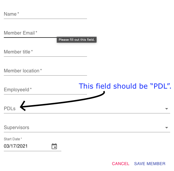 "PDLs" Field Label needs to be "PDL" (M) · Issue #765 · objectcomputing/check-ins · GitHub