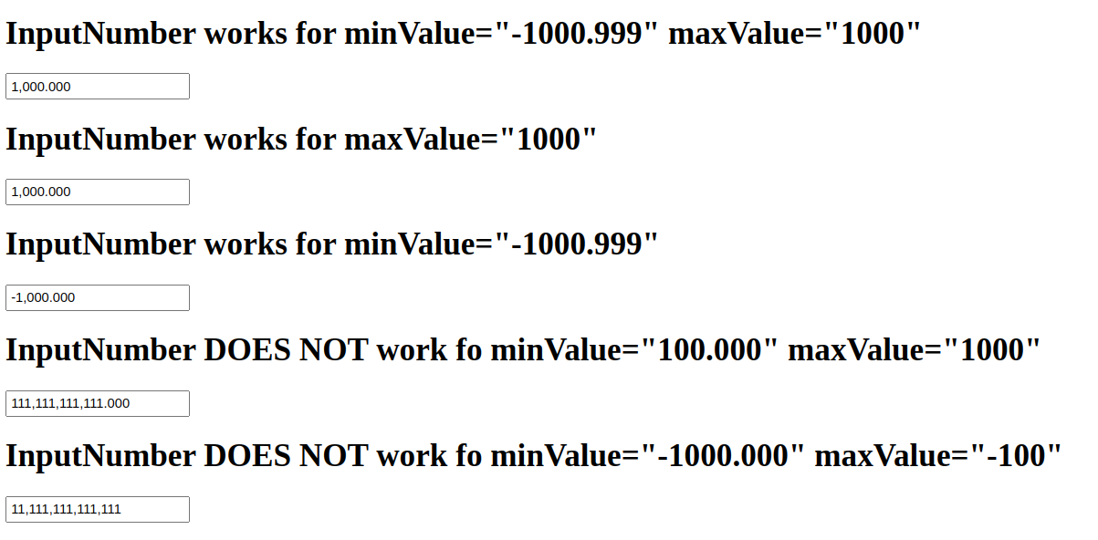InputNumber: Does not work correctly when minValue>0 or maxValue