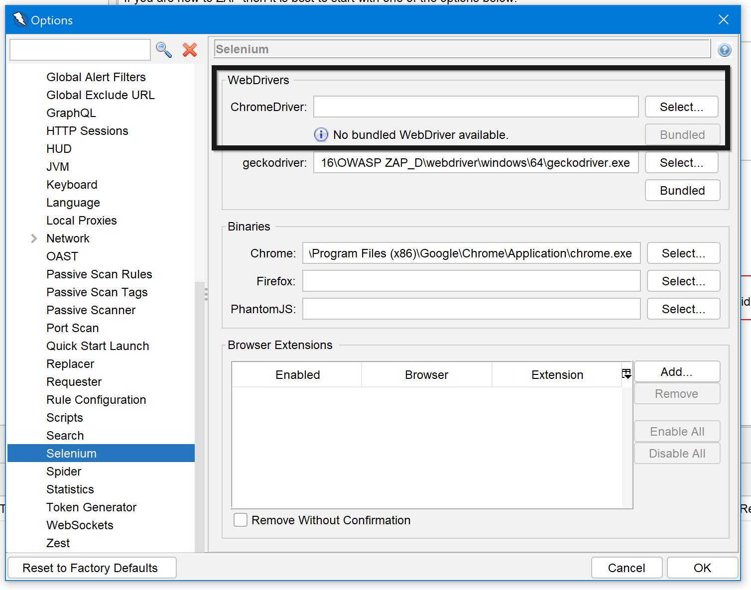 Selenium not defaulting to bundled ChromeDriver on Windows · Issue #7272 · zaproxy/zaproxy · GitHub