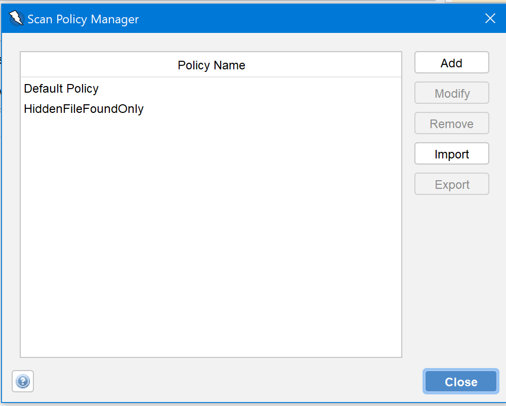 Active Scan Policy stays grayed out to Default after creating a new ...